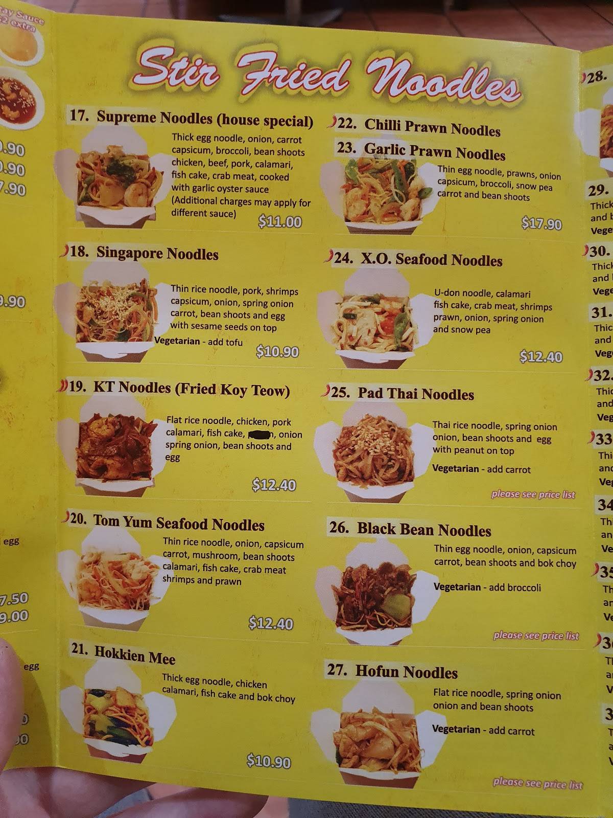 Menu at Cranbourne Noodle House restaurant, Cranbourne
