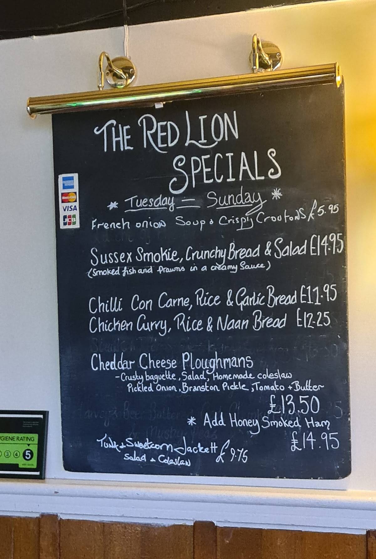 Menu at The Red Lion pub & bar, Crawley Down, Lion Ln
