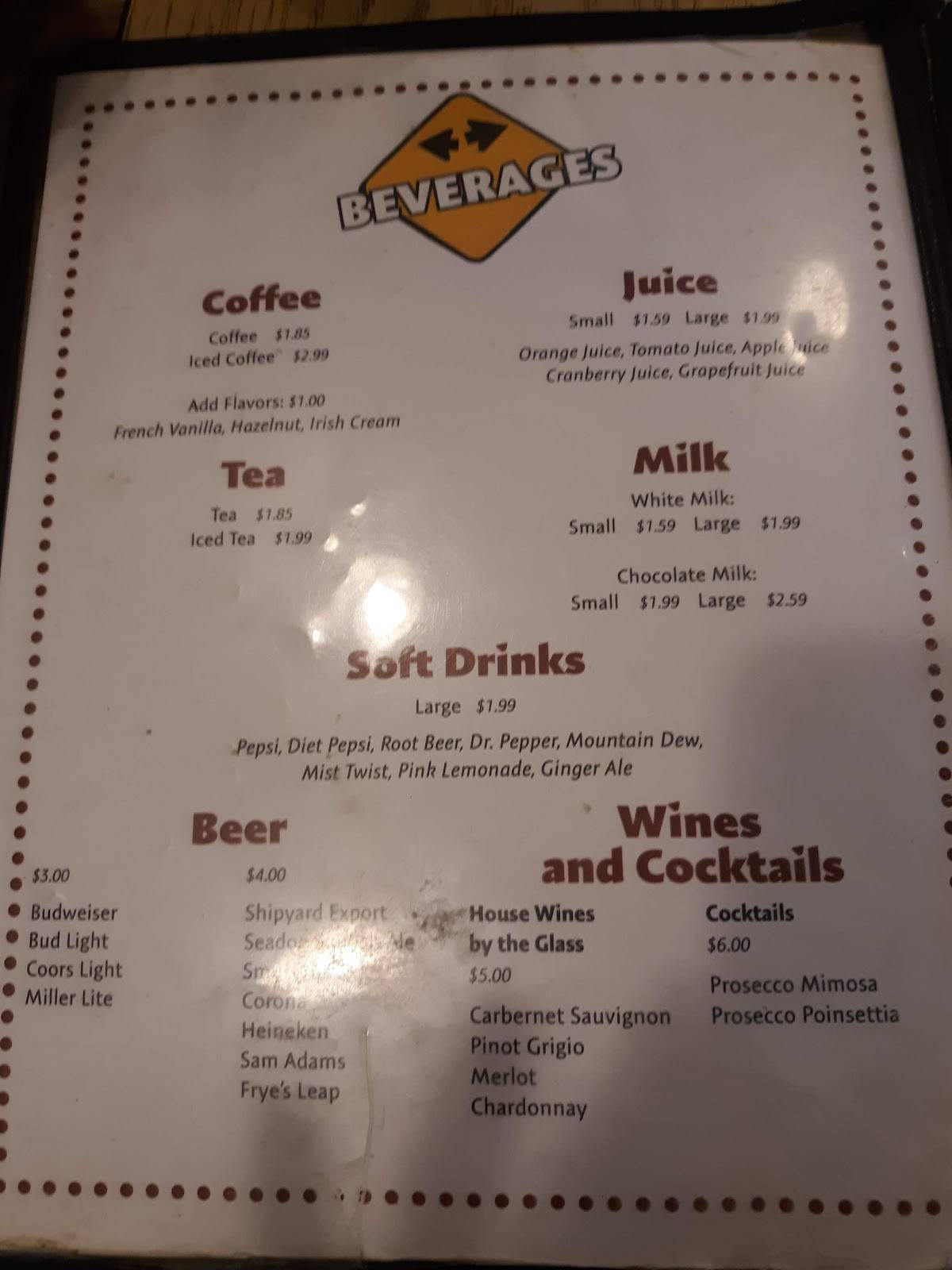 Menu at Crossroads Diner restaurant, Bethel, 24 Mayville Rd