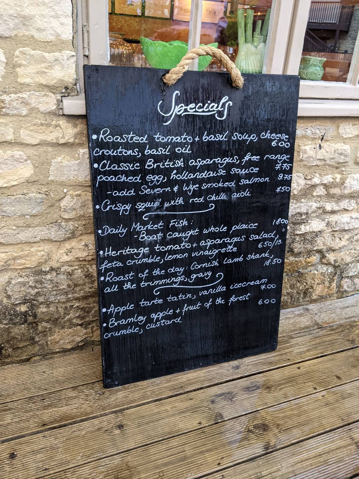 Menu at The Bear & Ragged Staff restaurant, Oxford
