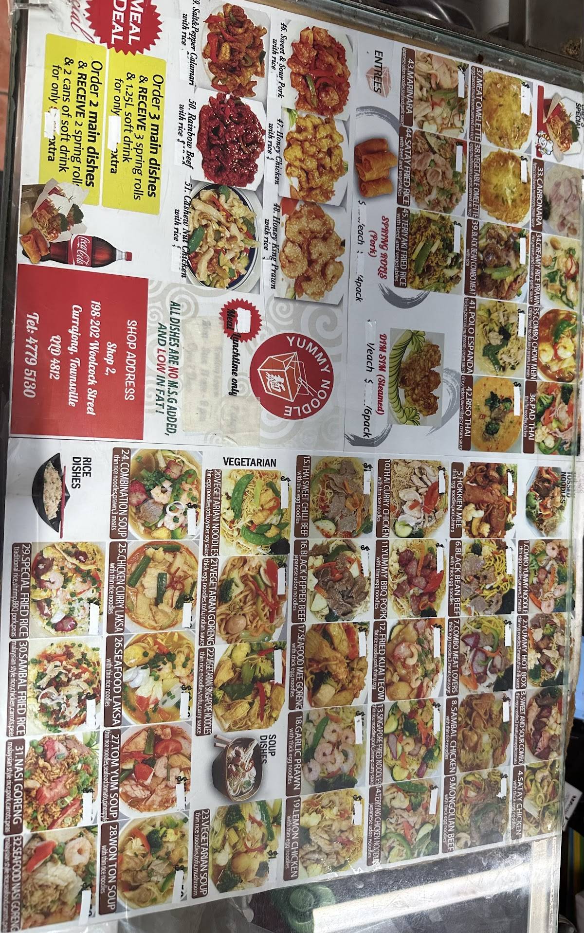 Menu at Yummy Noodle House restaurant, Currajong, 2/198 Woolcock St