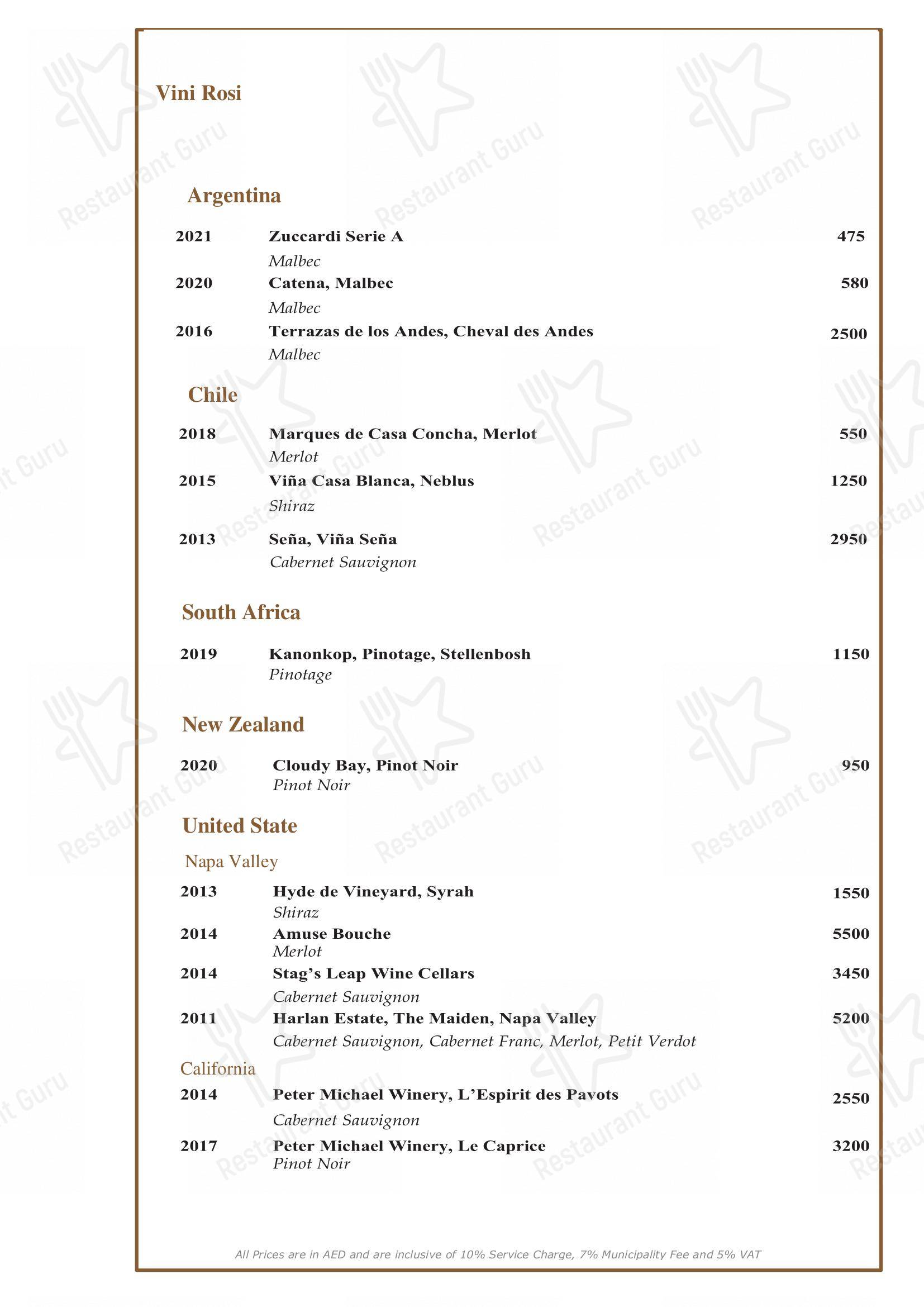Menu at DUOMO Dubai restaurant, Dubai