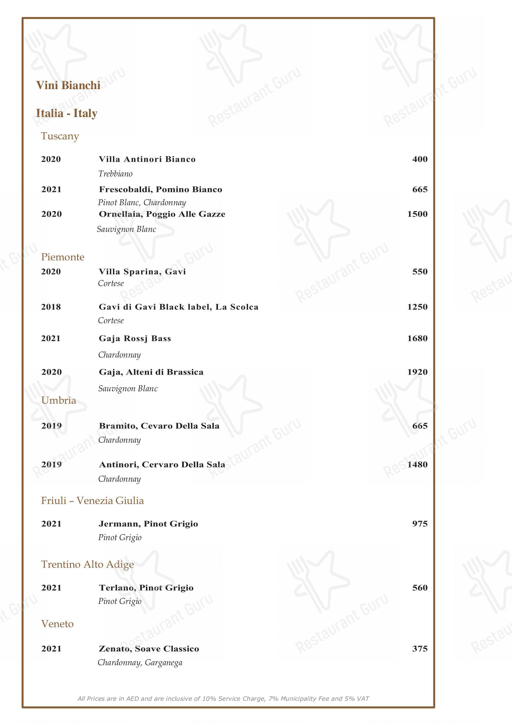 Menu at DUOMO Dubai restaurant, Dubai