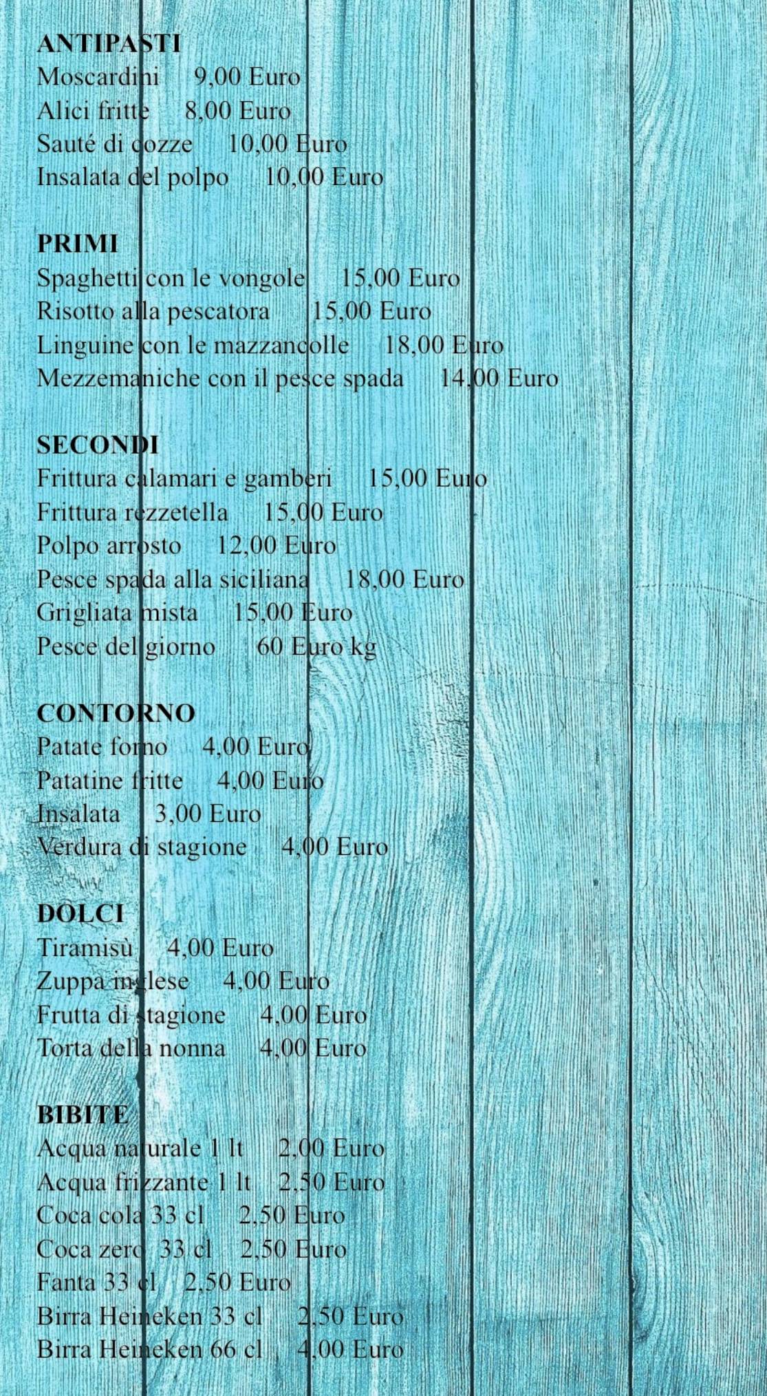 Menu da Da Andrea Il Pescatore ristorante, Terracina