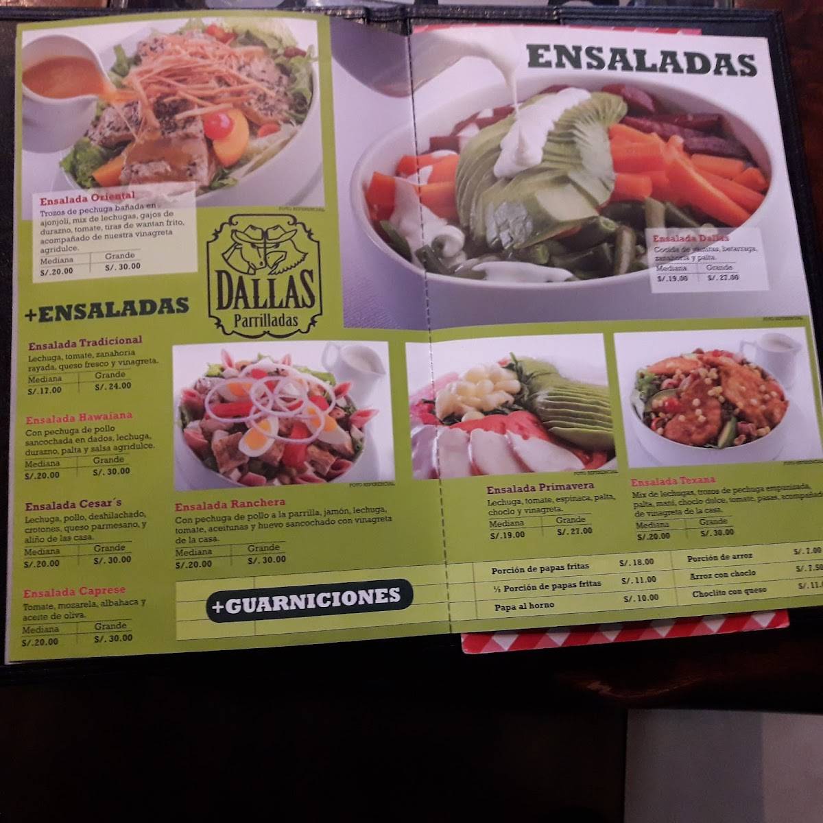 Carta del restaurante Dallas, San Borja