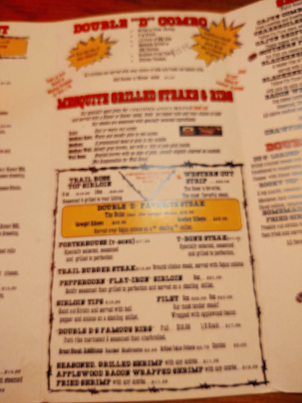 Menu at Double D Steak House steakhouse, DeRidder