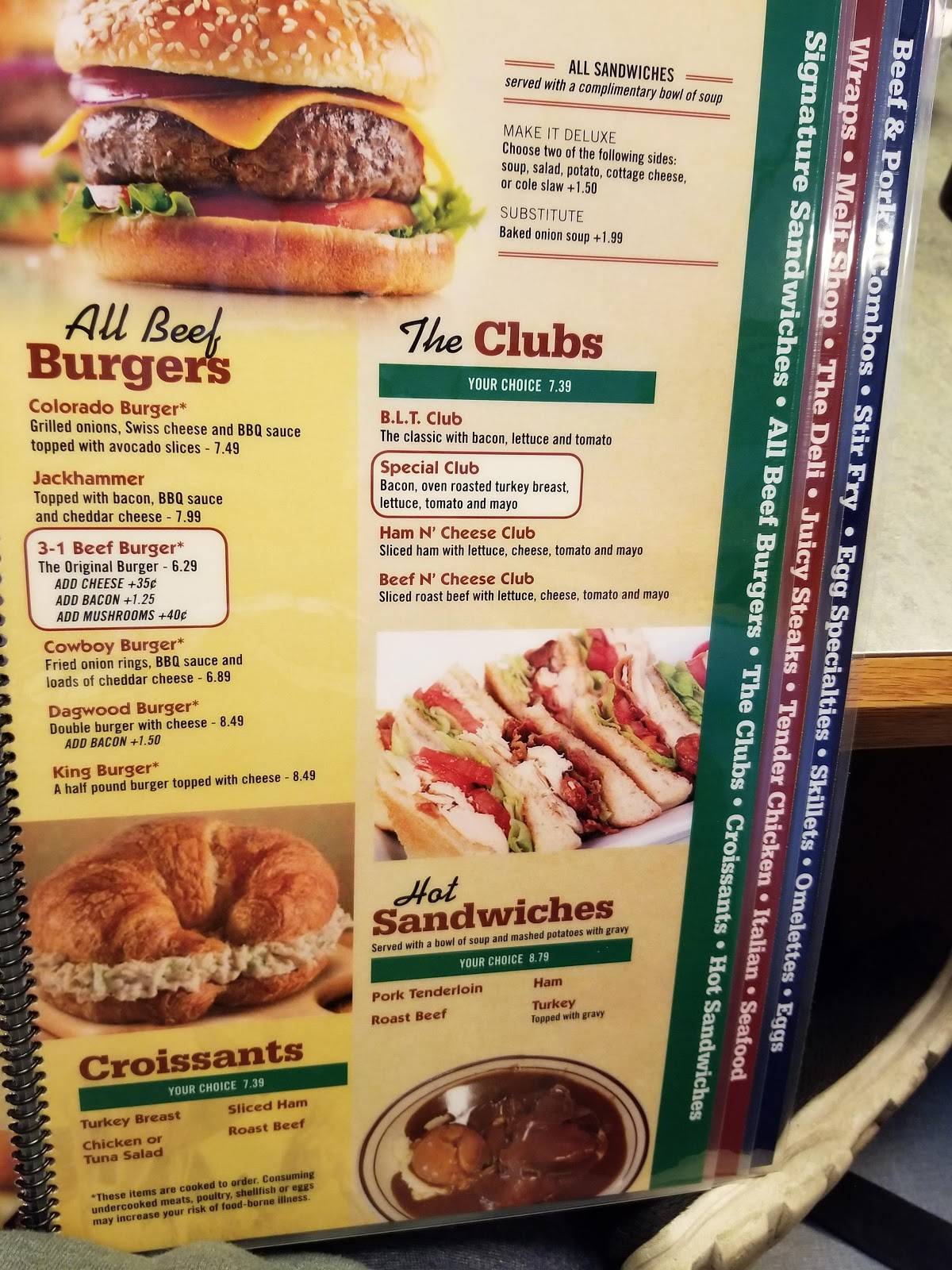 Menu at Deerfield Family Restaurant, Carbon Cliff