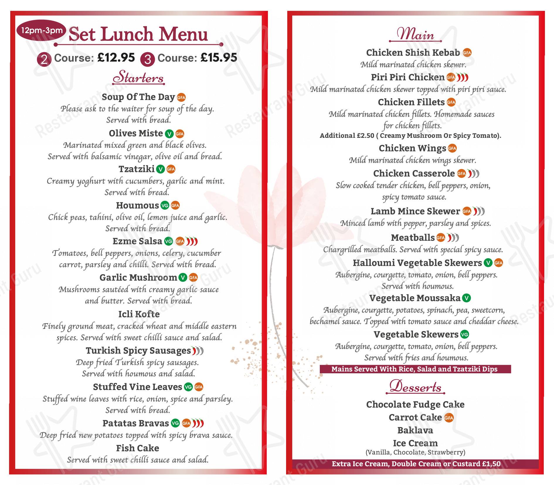Menu at Deli Felice Turkish Cuisine restaurant, Stalybridge