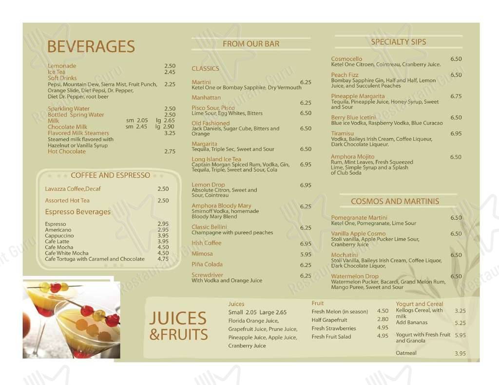 Menu at Amphora's Diner Deluxe desserts, Herndon