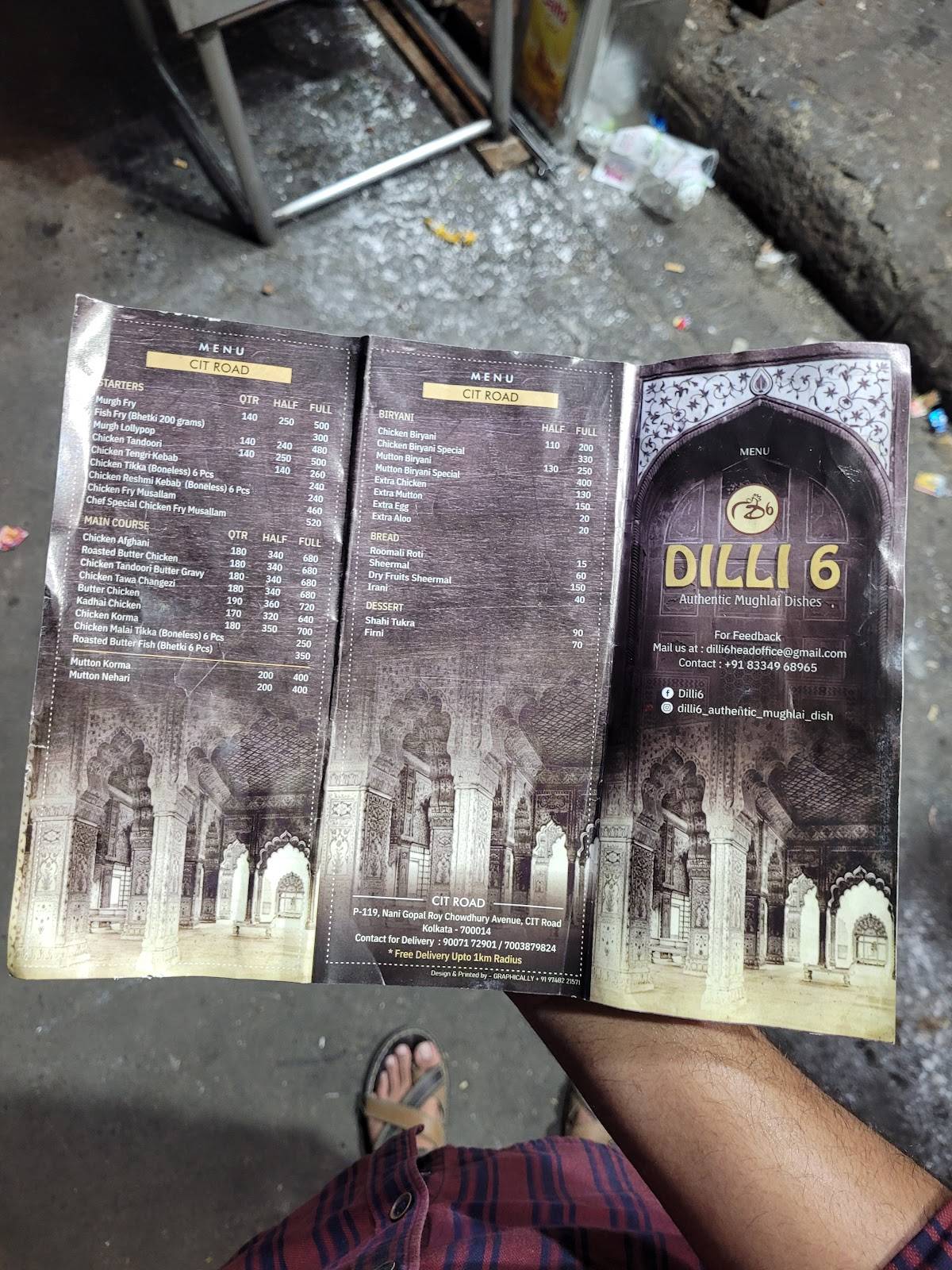 Menu at Dilli 6, Kolkata, 16