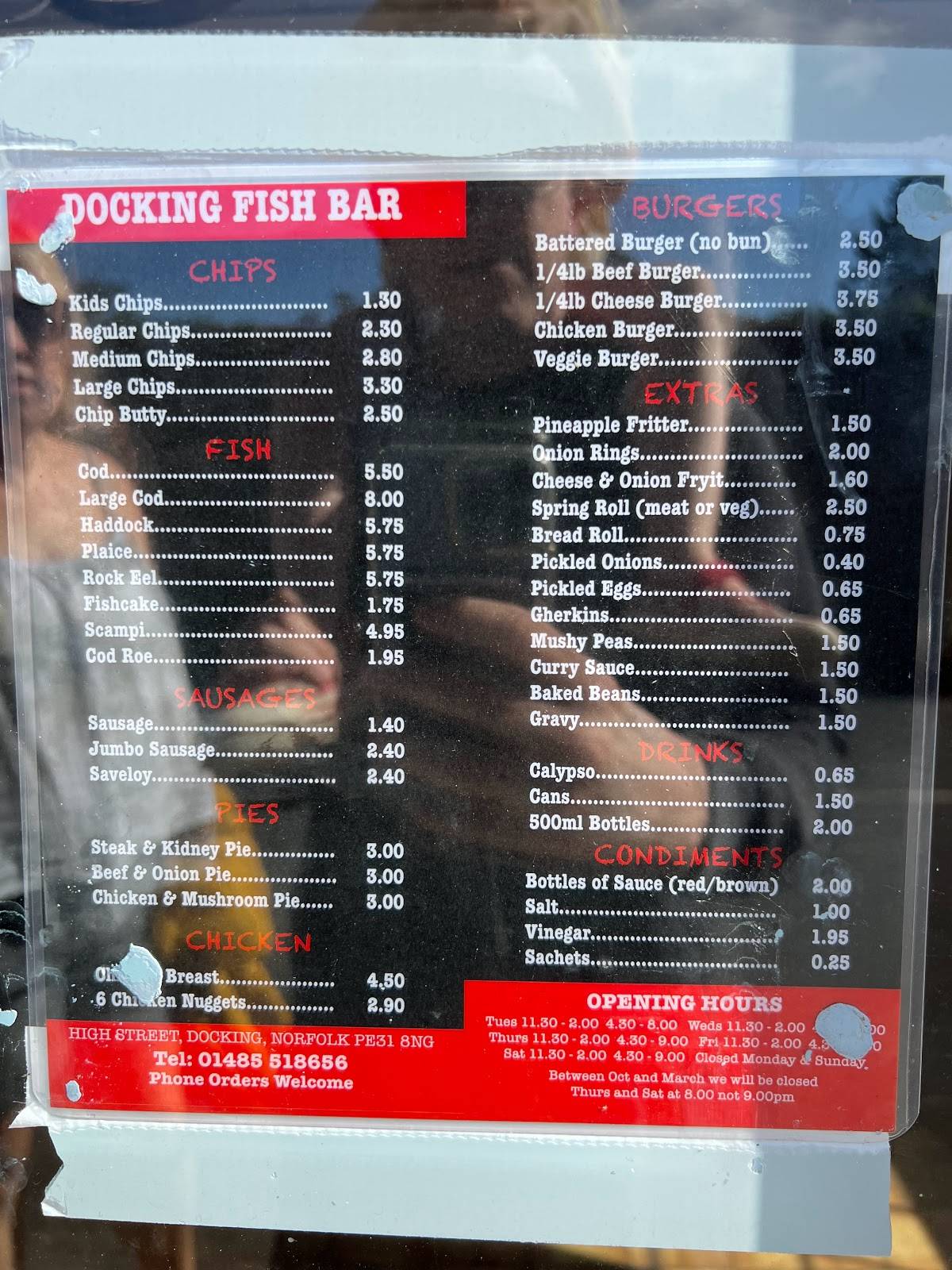 Menu at Docking Fish Bar, Docking, High St