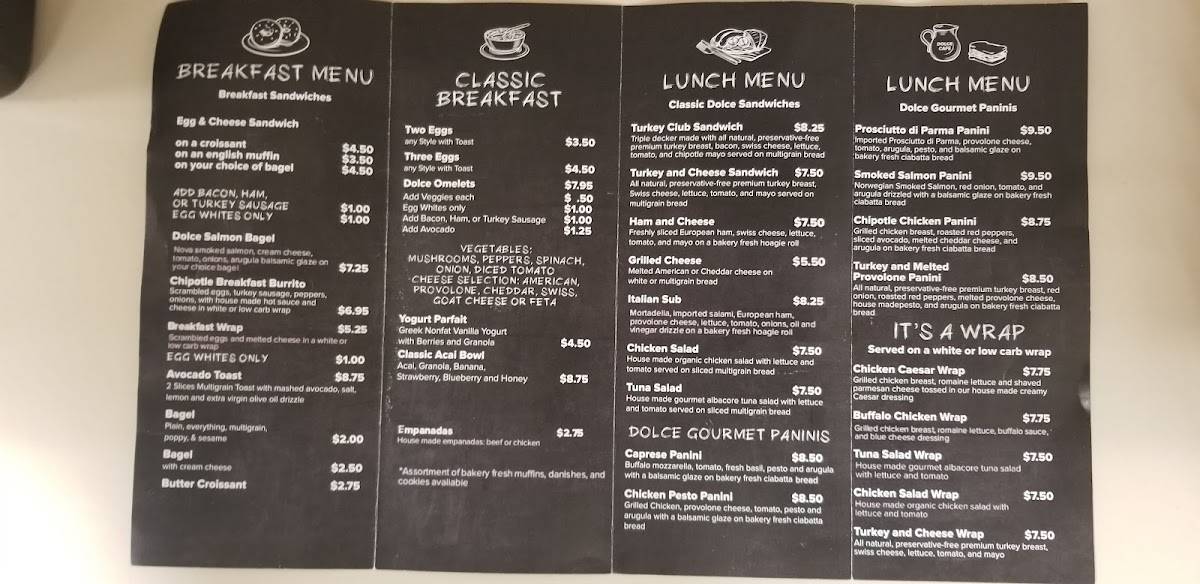 Menu at Dolce Cafe, West Palm Beach