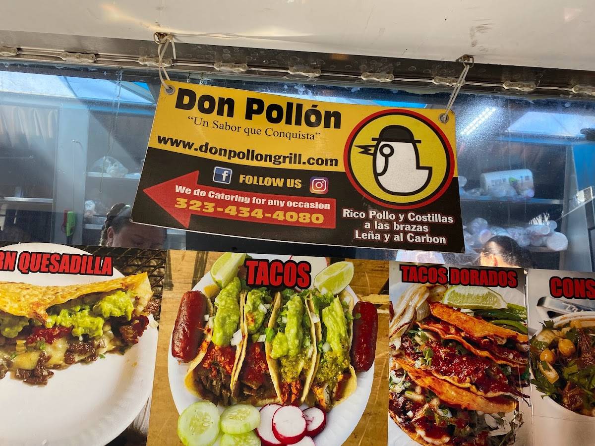 Menu at Don Pollon BBQ rib and chicken taco truck, Los Angeles