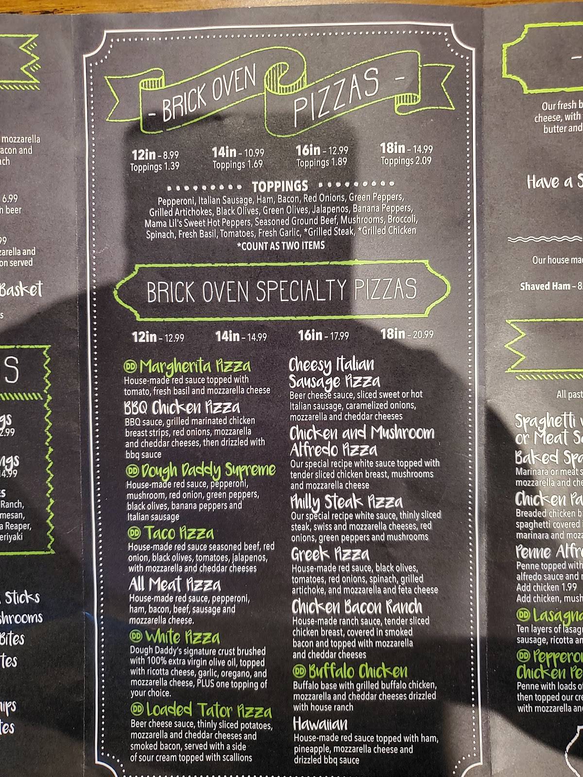 Menu at Dough Daddy's Pizza pub & bar, Teays Valley