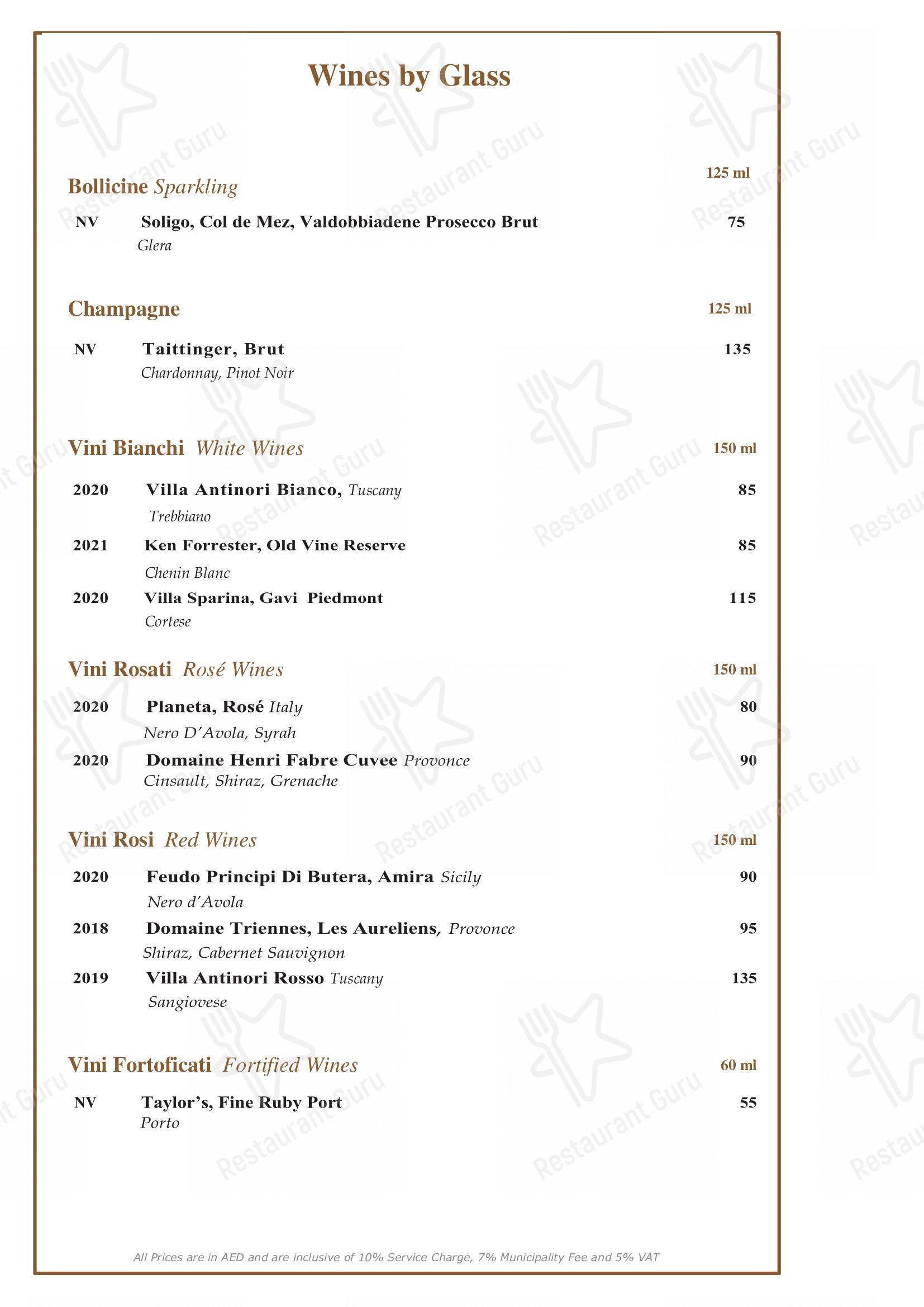 Menu at DUOMO Dubai restaurant, Dubai