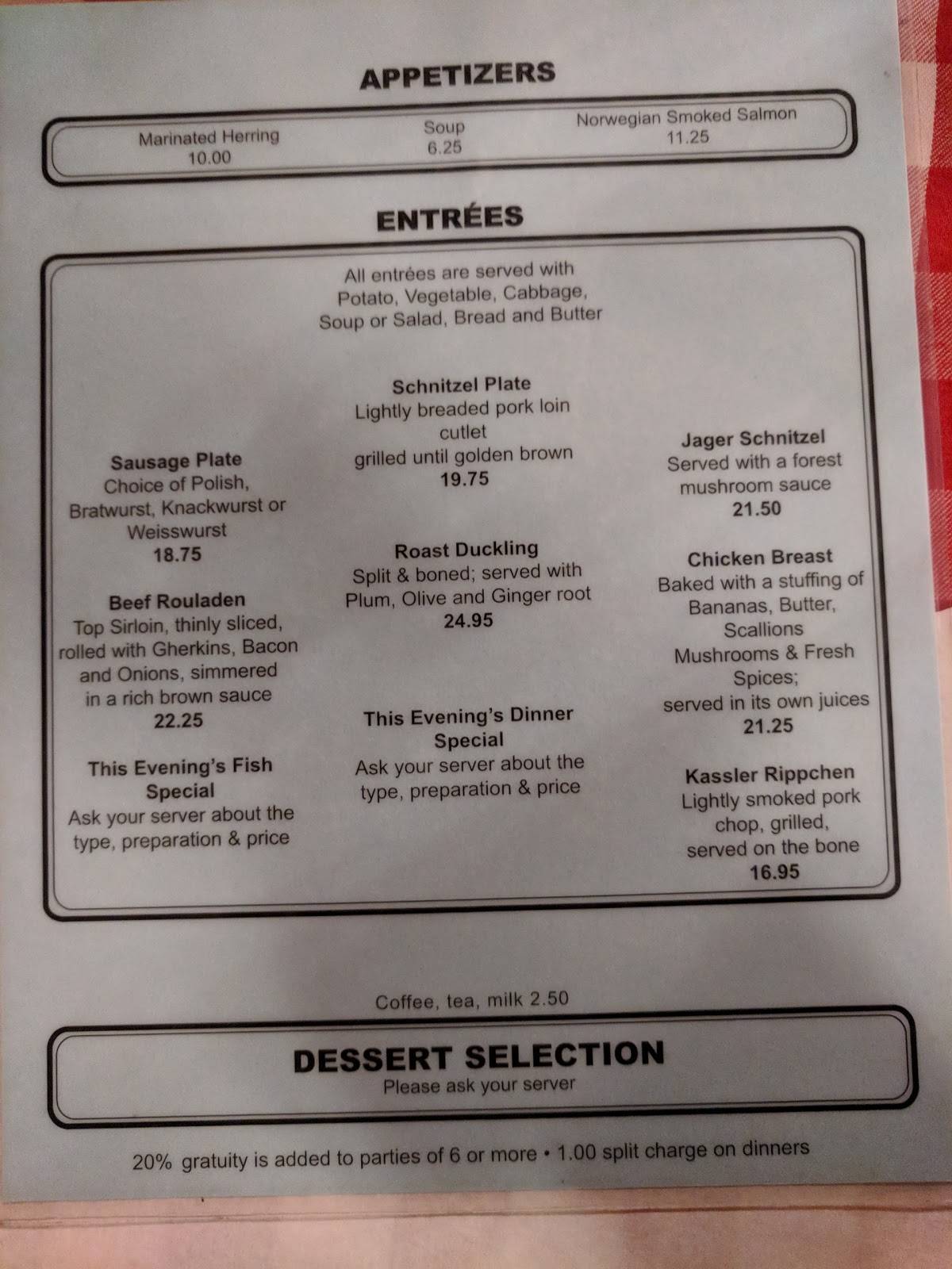 Menu at Dutch Garden Restaurant, Santa Barbara