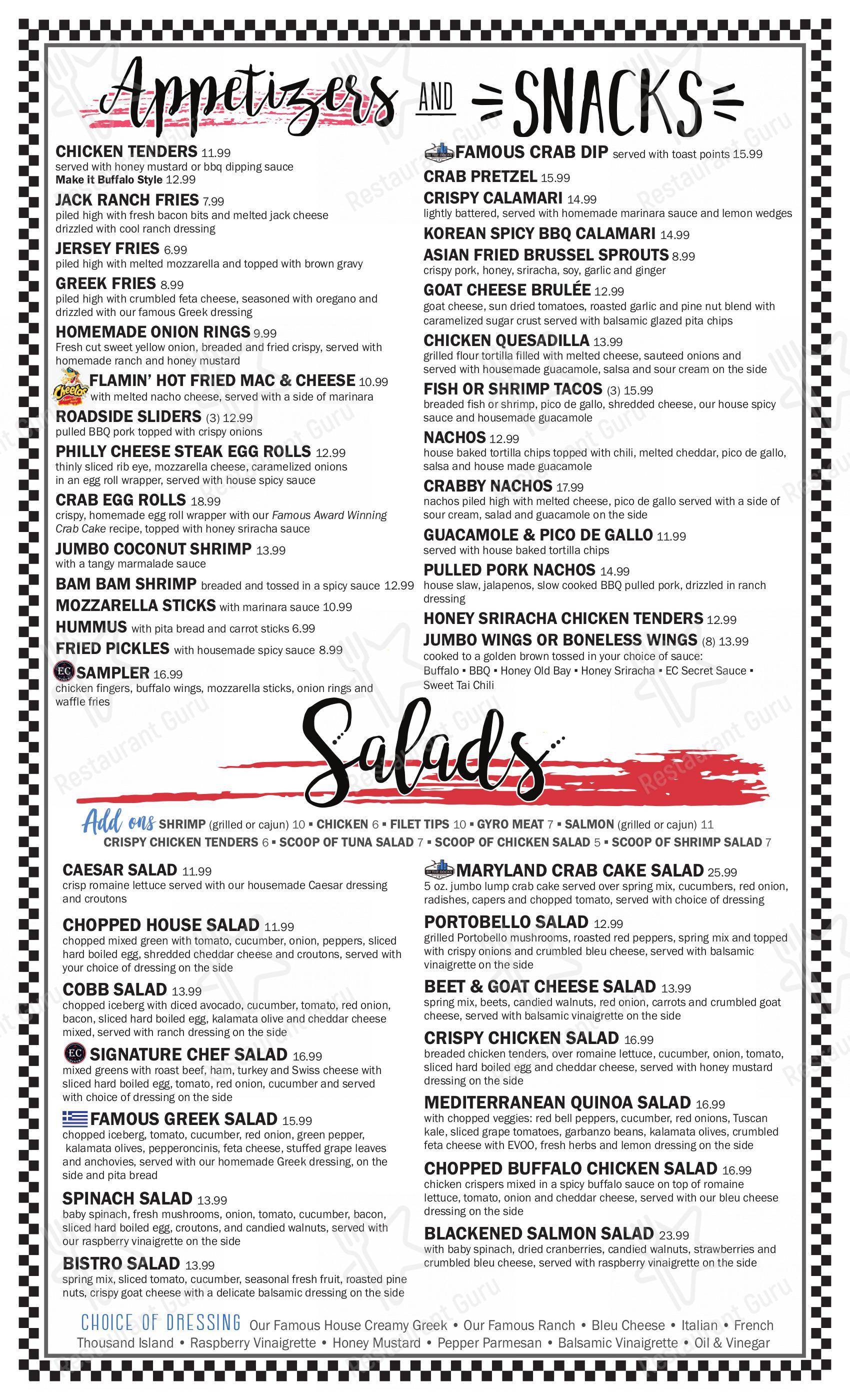Menu at EC Diner restaurant, Ellicott City