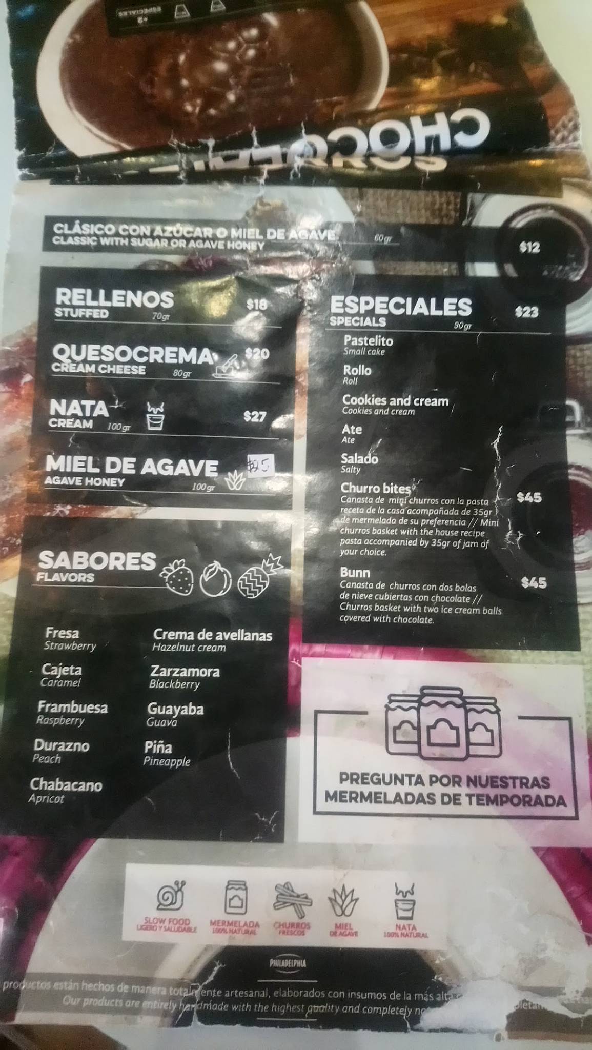Carta de Vagabundo • CHURRERÍA • COFFEE BAR • BISTRO, Aguascalientes