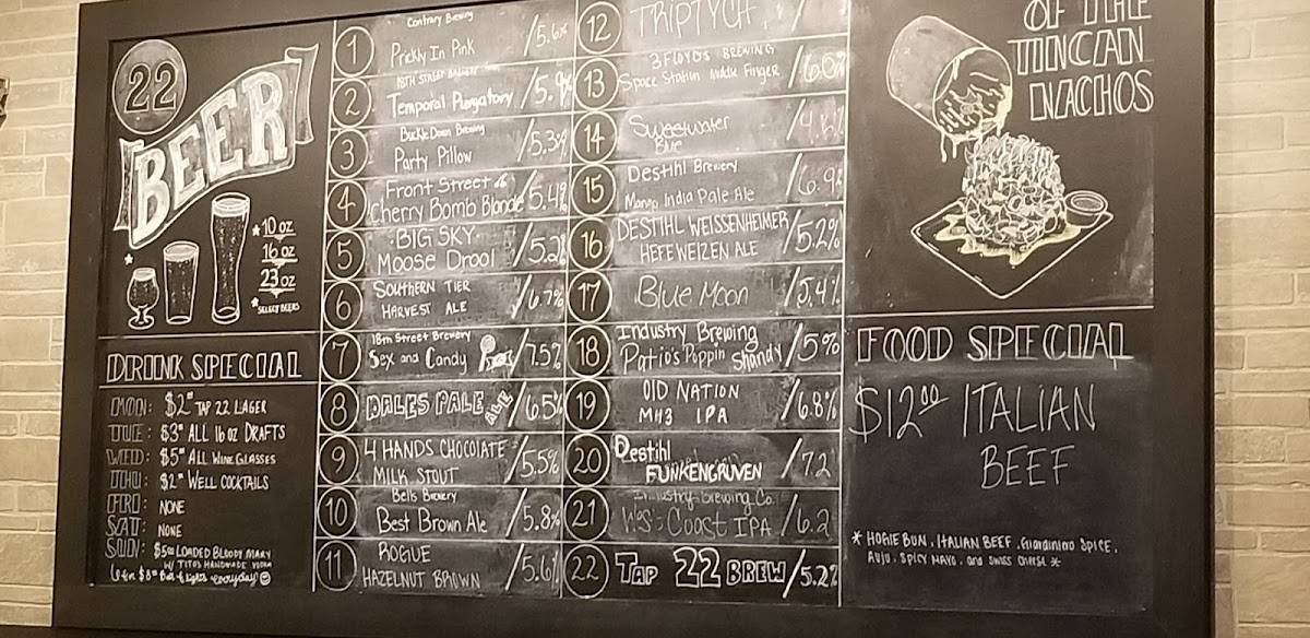 Menu at Tap 22 Grill & Bar, Silvis