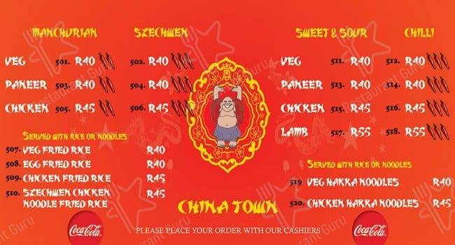 Menu at Eastern Food Bazaar restaurant, Cape Town