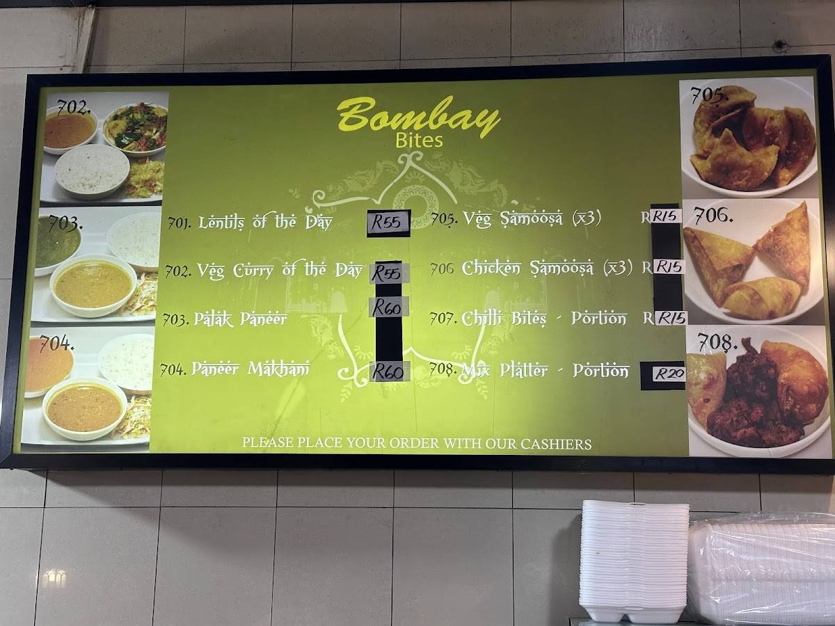Menu at Eastern Food Bazaar restaurant, Cape Town