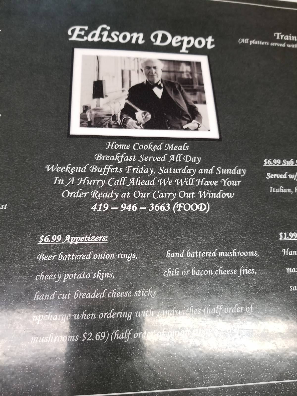 Menu at Edison Depot restaurant, Edison