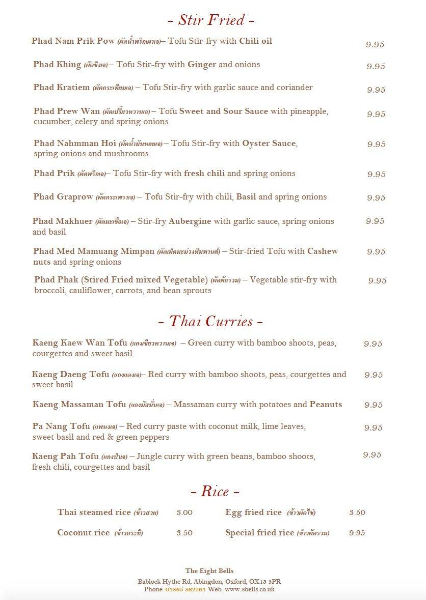 Menu at Eight Bells pub & bar, Appleton