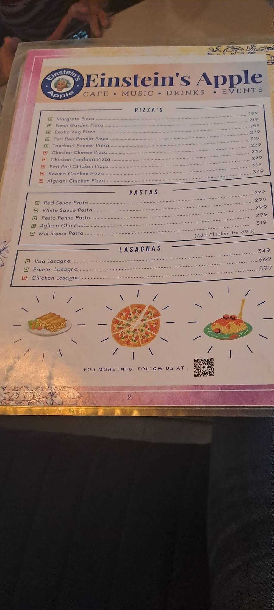 Menu at Einstein's Apple Café, Noida