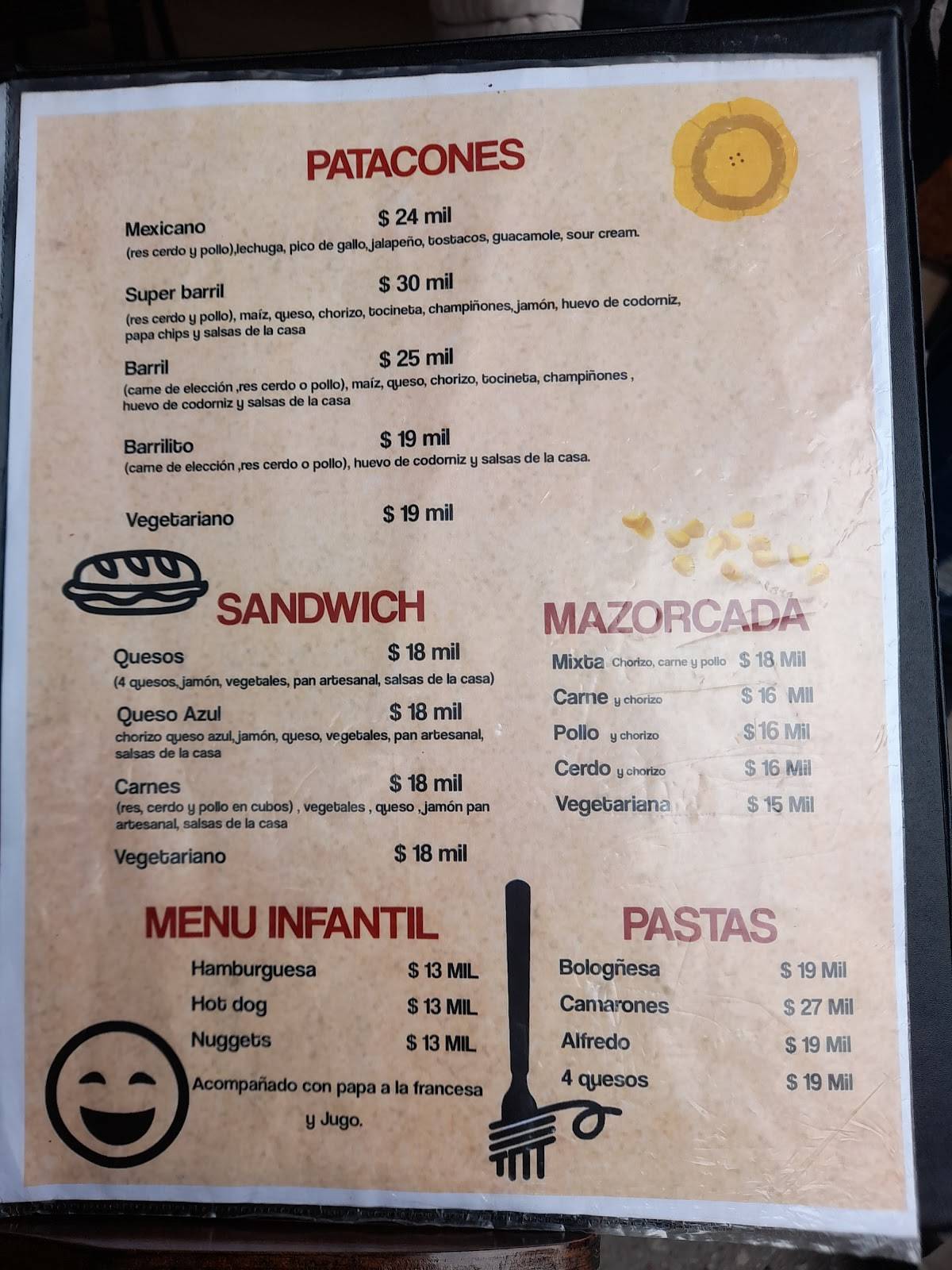 Carta de El Barril Parrilla Bogotá, Bogotá