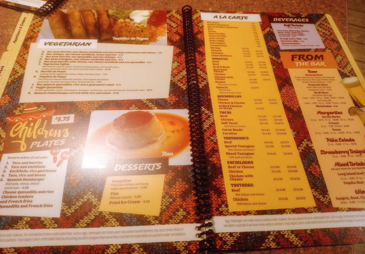 Menu at El Chapala restaurant, Pisgah Forest, 69 Hendersonville Hwy