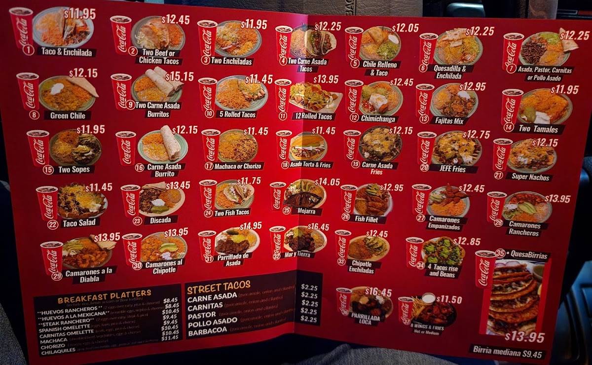Menu at El Gordo Mexican Grill restaurant, Prescott