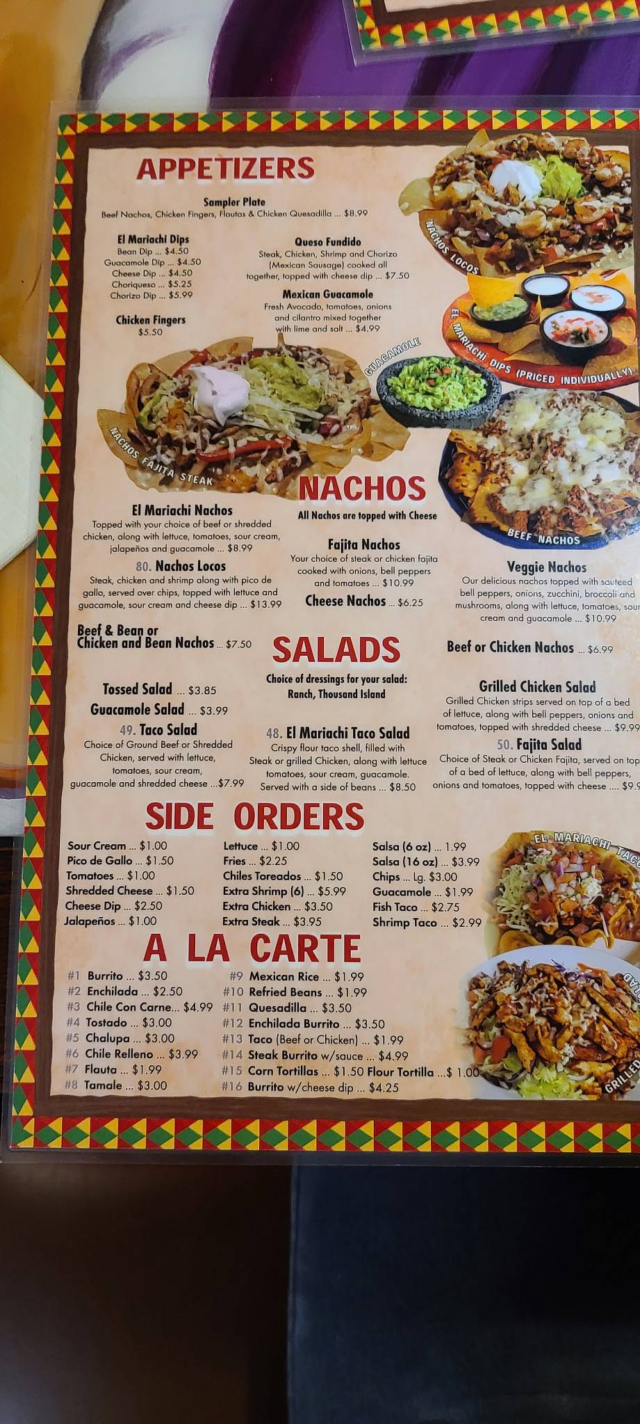 Menu at El Mariachi Mexican Restaurant, Daleville