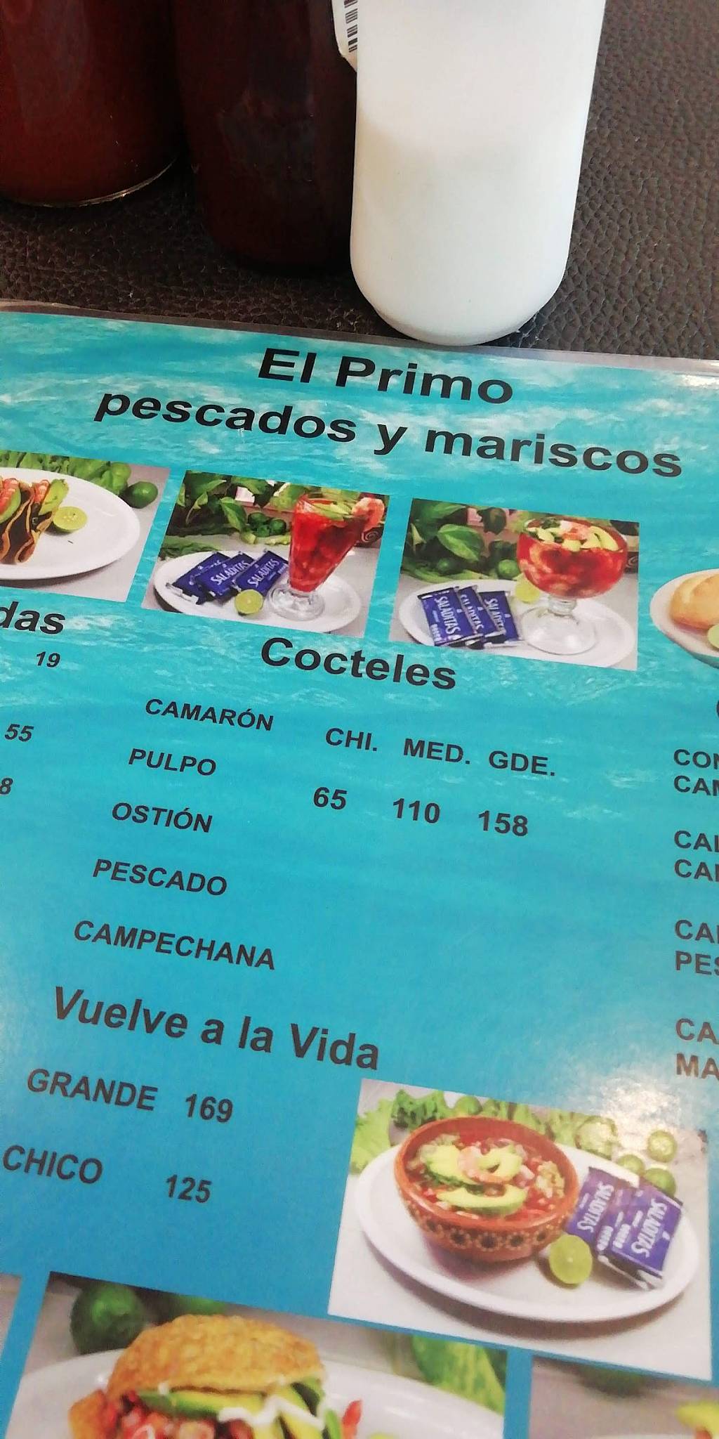 Carta del restaurante El Primo, San Francisco Coacalco