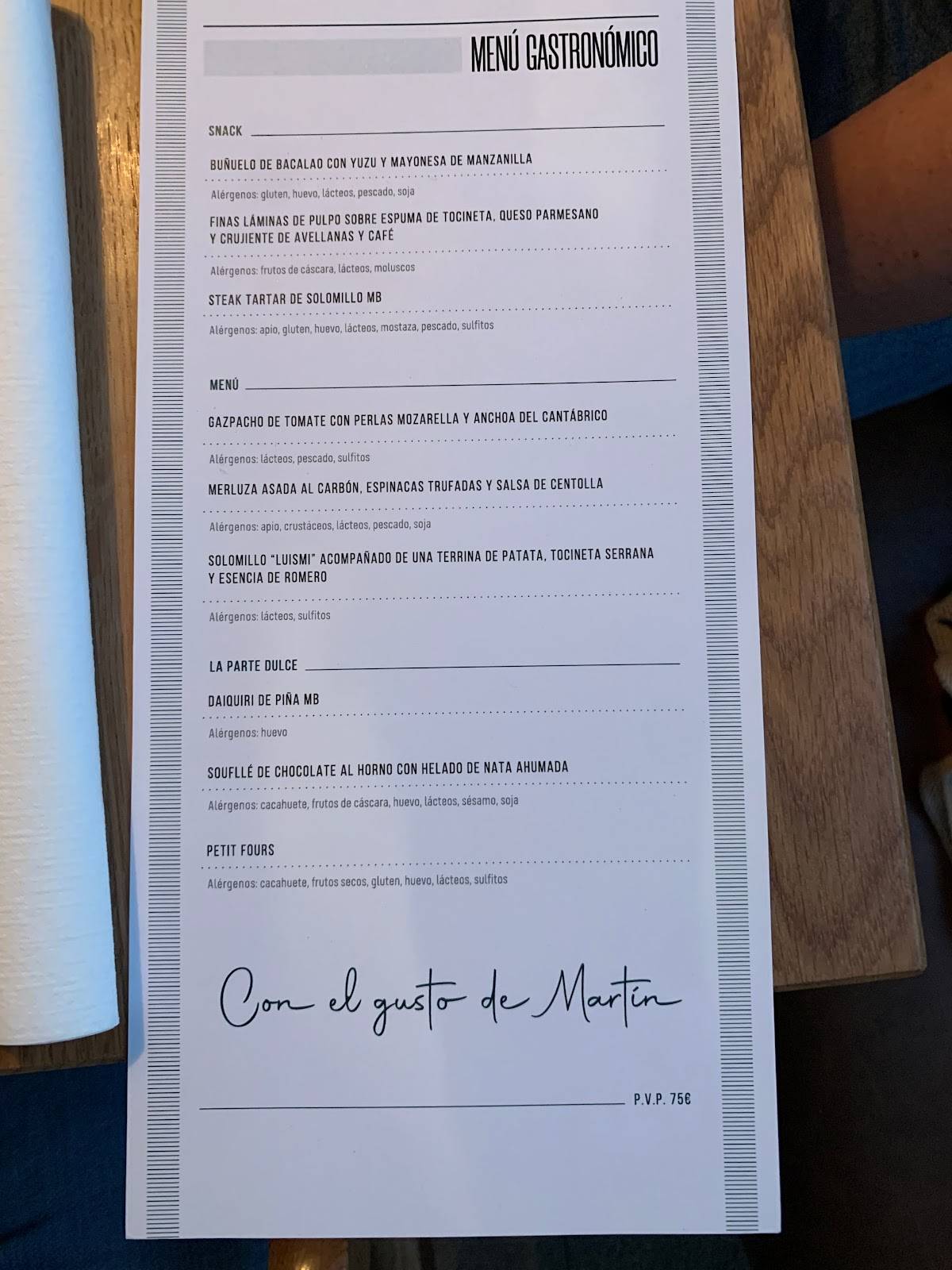 Carta del restaurante El Txoko De Martín, Palma del Mallorca, Plaça des ...