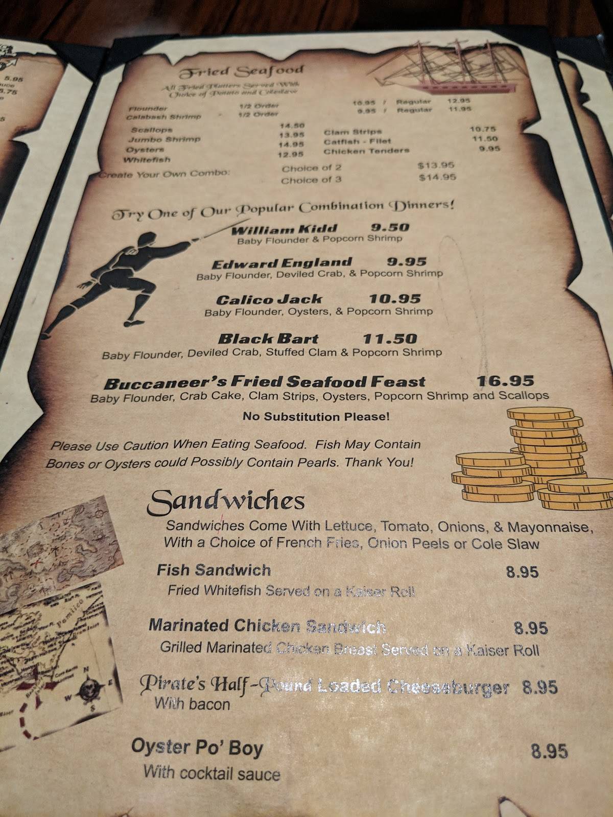 Menu at Pirates Landing pub & bar, Elkin, 161 Interstate Way