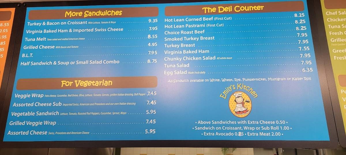 Menu at Emily's Kitchen restaurant, Rockville, 11200 Rockville Pike