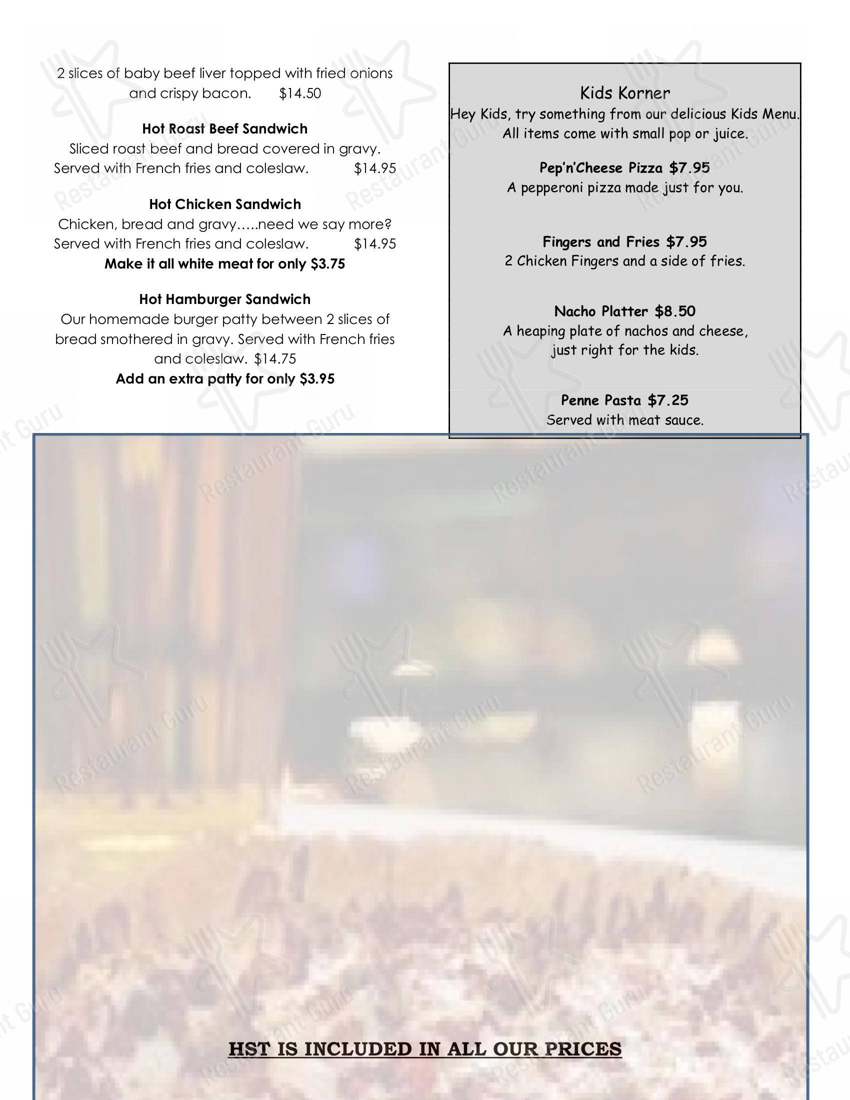 Menu at Engine Room Pub, Truro