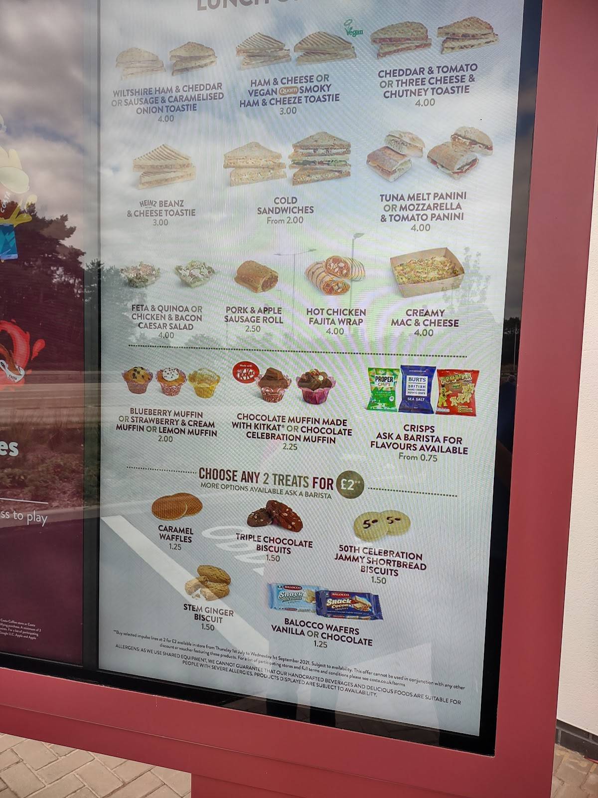 Menu at Costa Coffee cafe, Exeter, Drive Thru, Business Park, 1 Pynes Hill