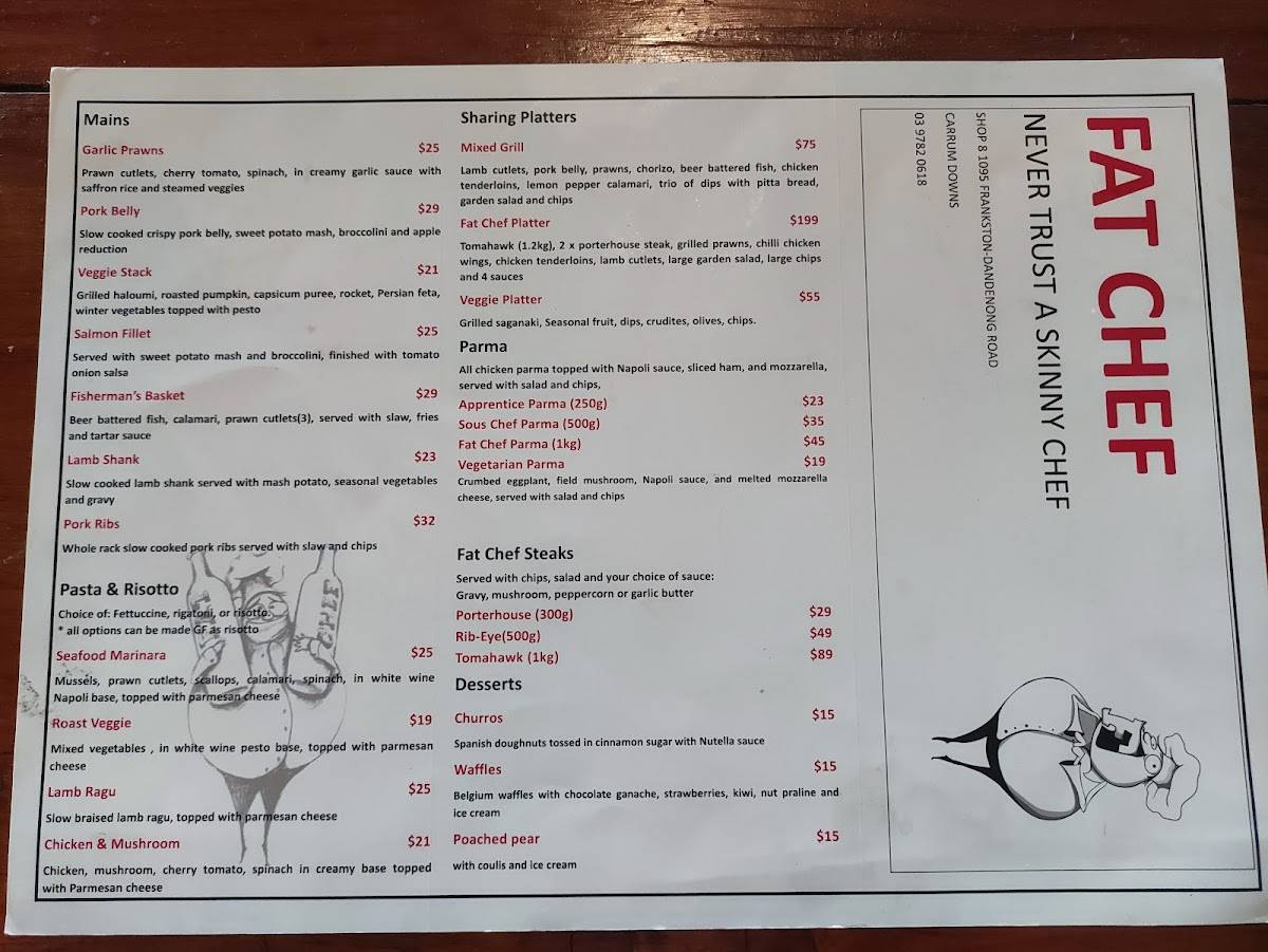 Menu at FAT CHEF Carrum Downs restaurant, Carrum Downs, Frankston ...
