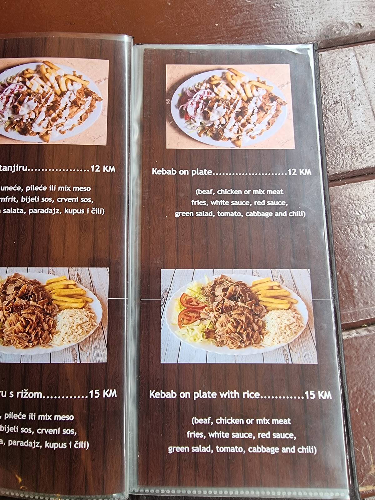 Menu at Fast Food - Kebab KOCKA, Sarajevo