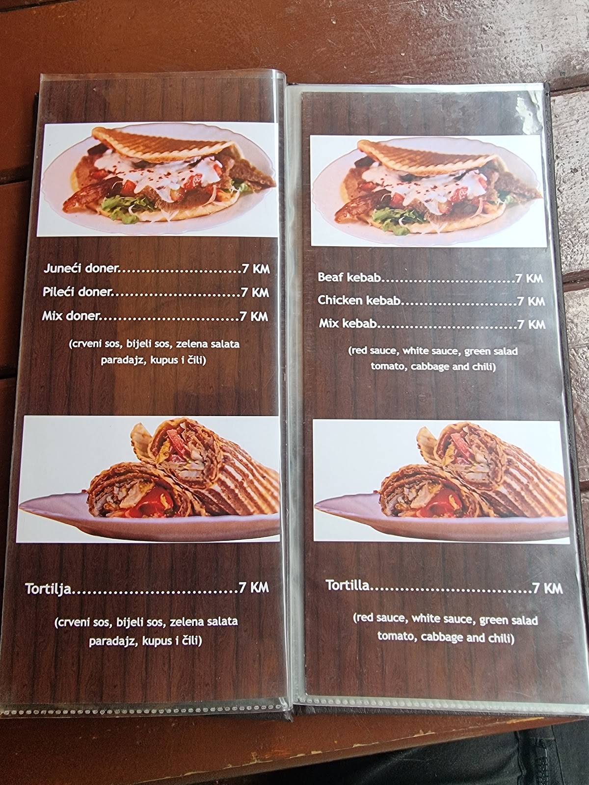 Menu at Fast Food - Kebab KOCKA, Sarajevo