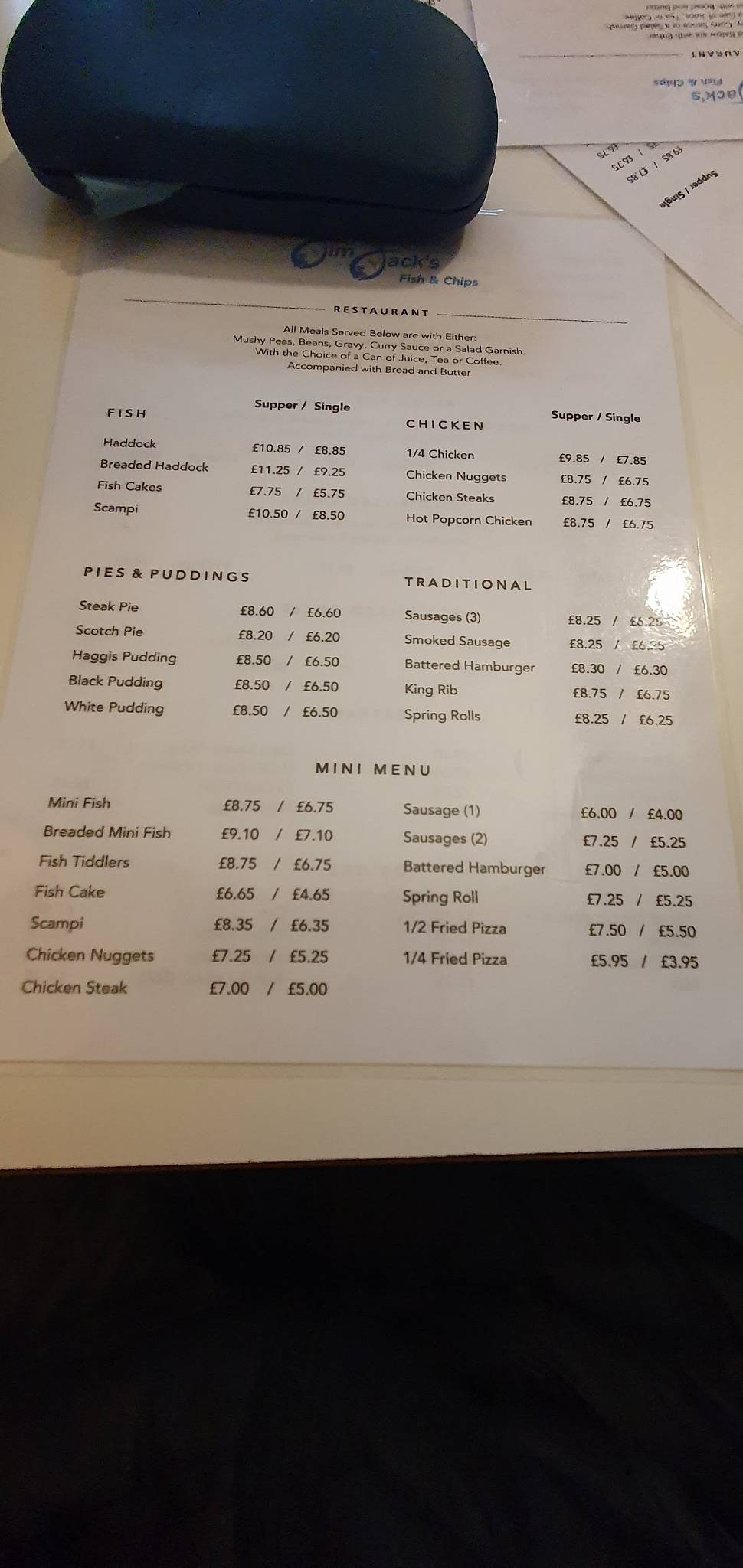 Menu at Jim Jack's Fish & Chips - Peebles fast food, Peebles