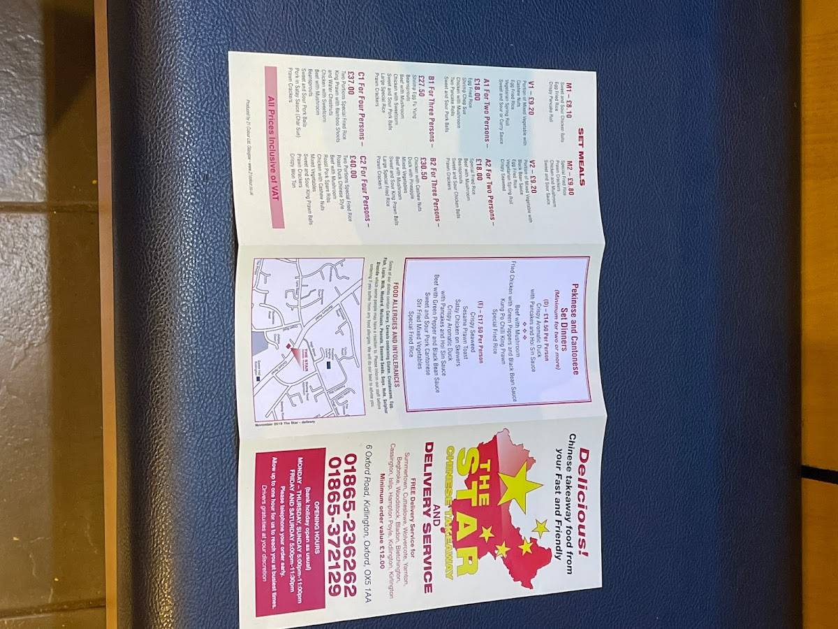 Menu at The Star fast food, Kidlington