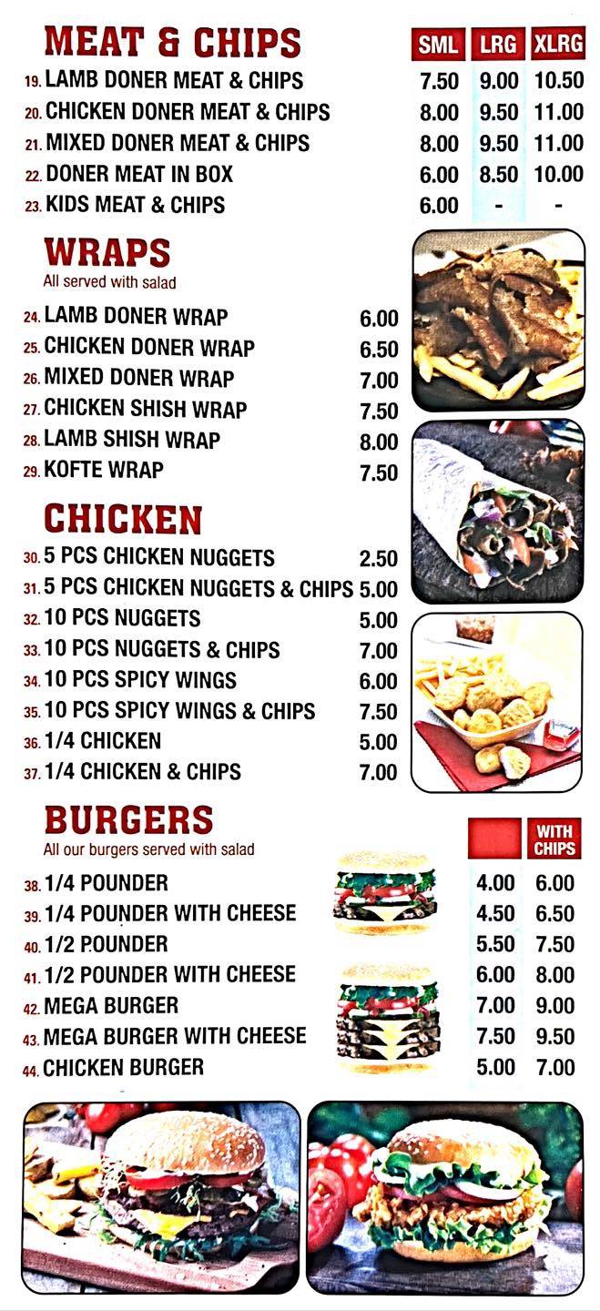 Menu at Turkish Delight Kebab Shop fast food, Chatham