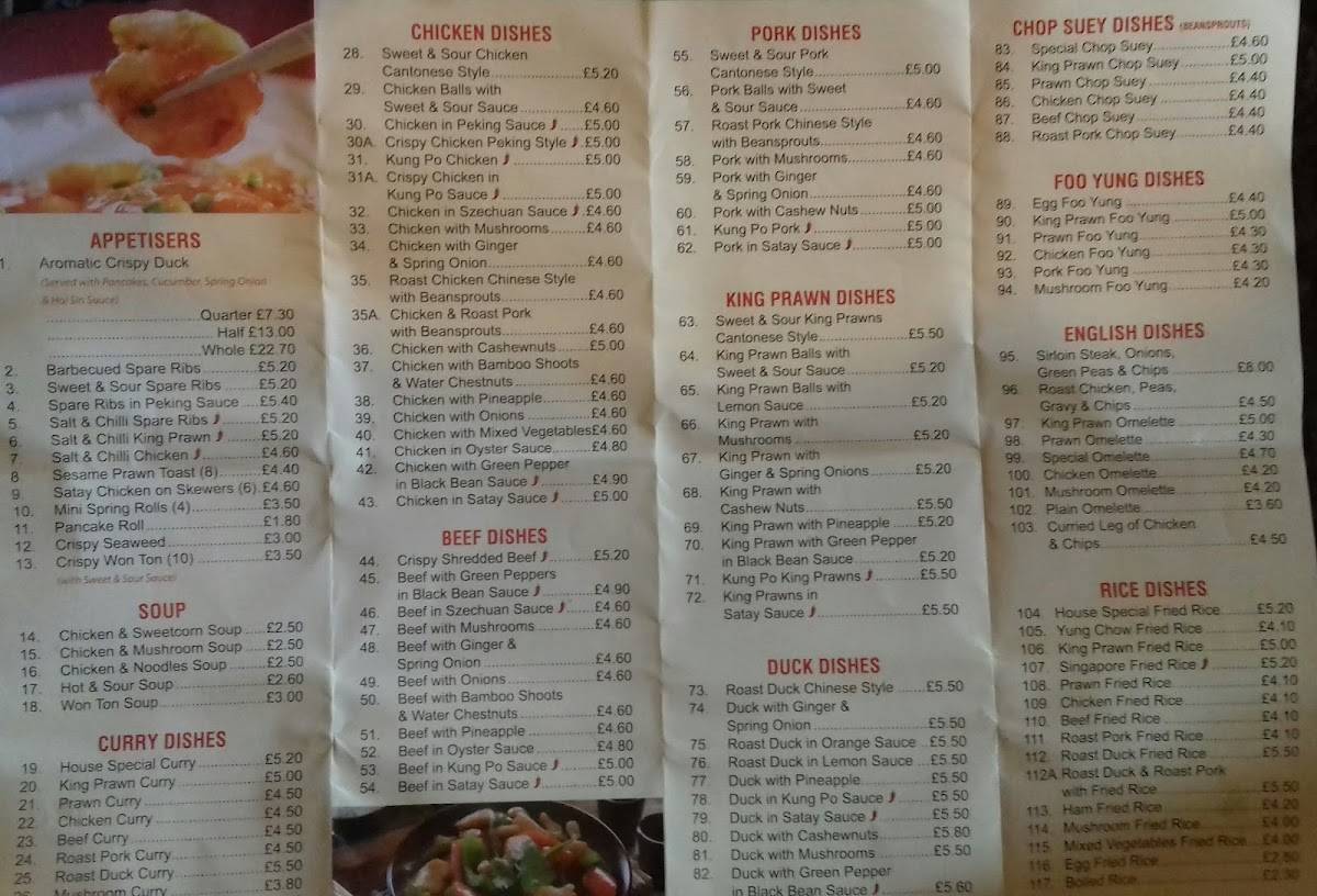 Menu at Wai Wai fast food, Newport