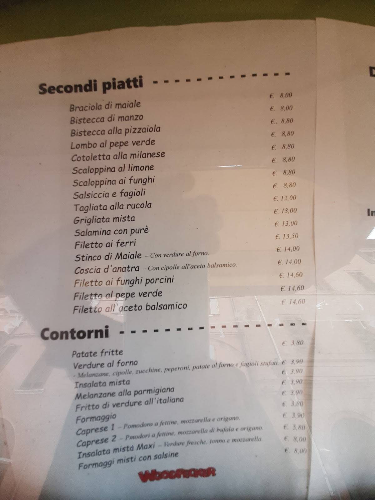 Menu at Ristorante Pizzeria Woodpecker, Ferrara