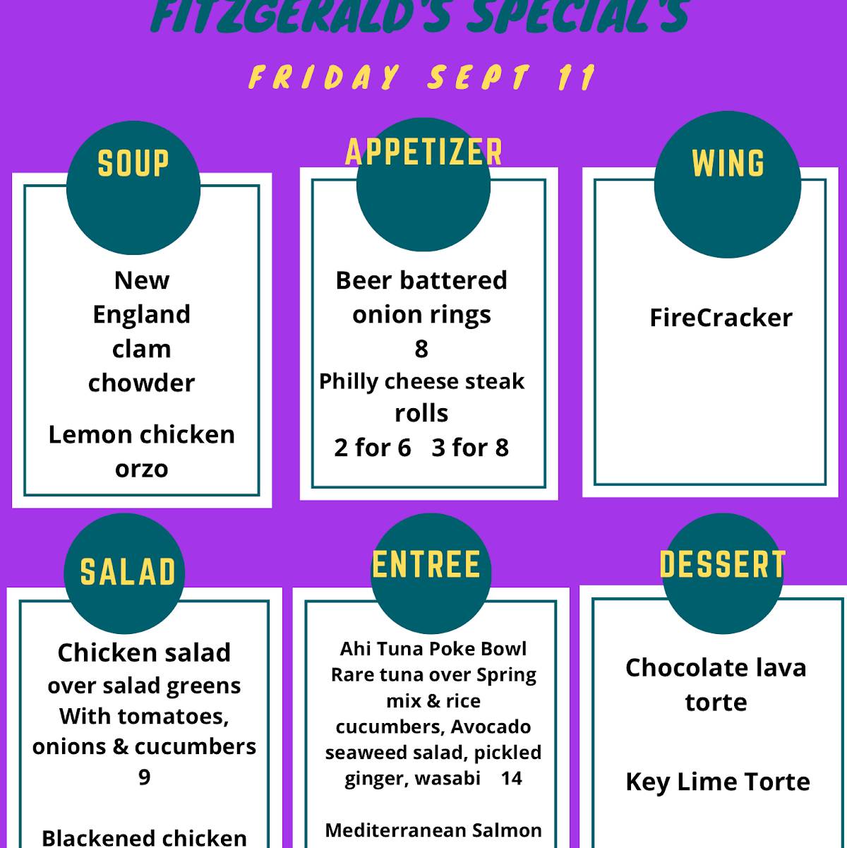 Menu at Fitzgerald's Irish Tavern pub & bar, New Port Richey, Nebraska Ave