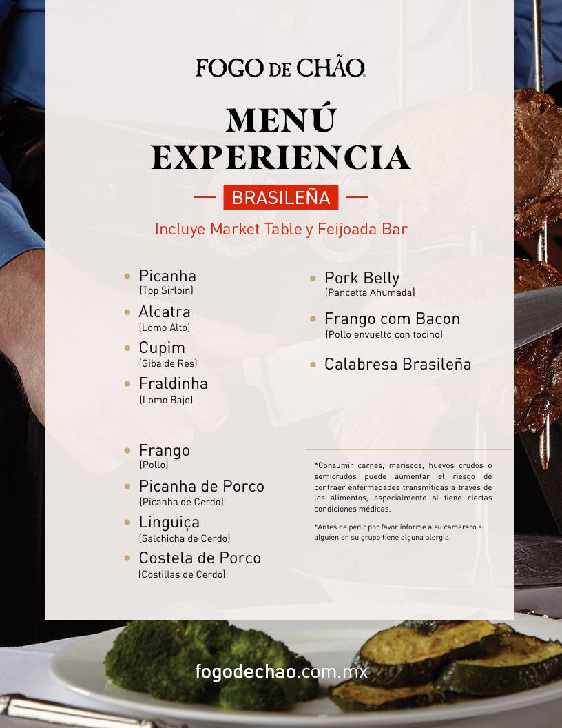 Меню ресторана Fogo De Chão Perisur, Мехико