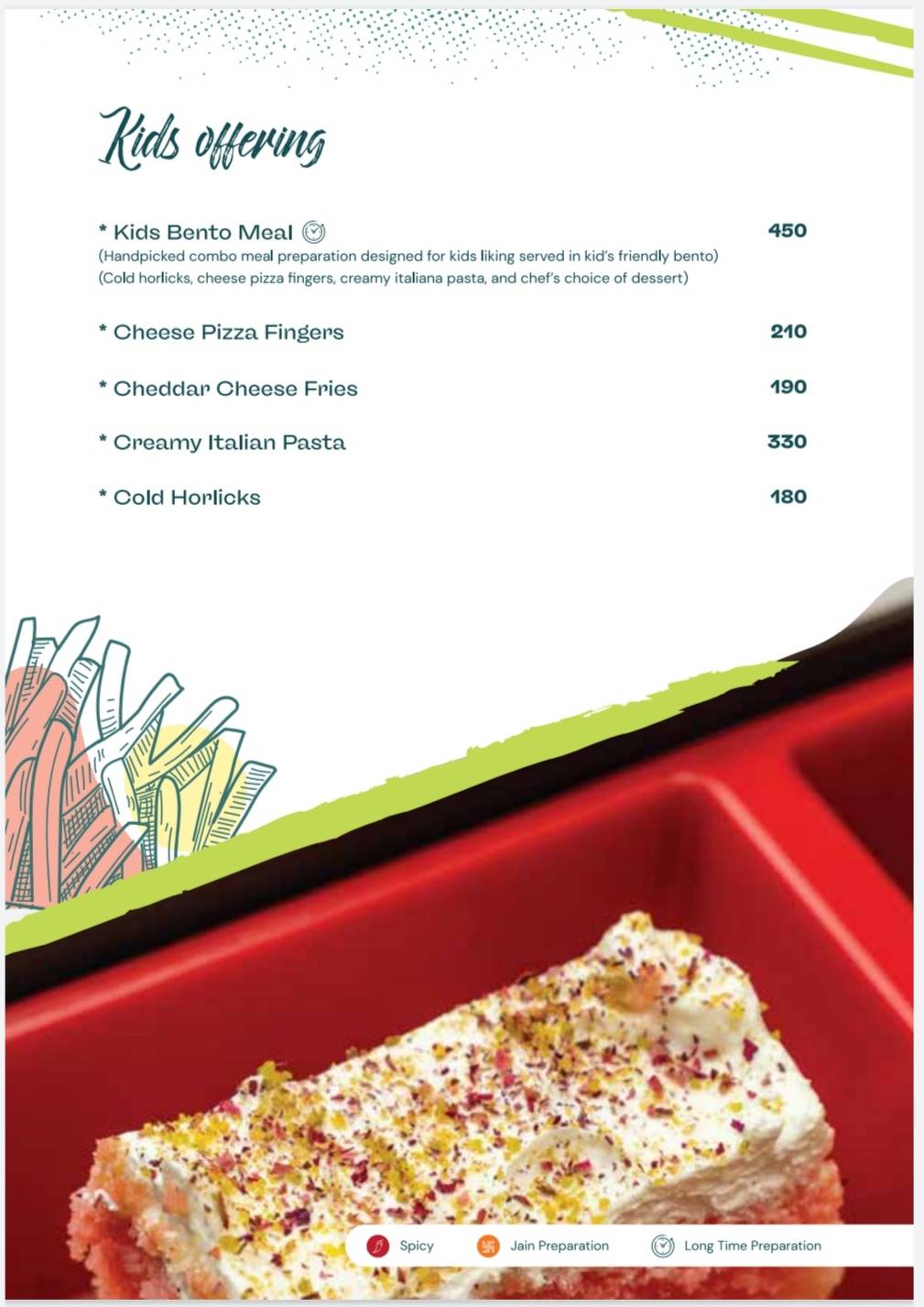 Menu at Food Nirvana, Chennai, 23/11
