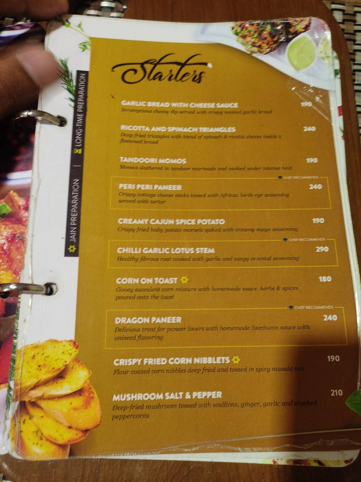 Menu at Food Nirvana, Chennai, 23/11
